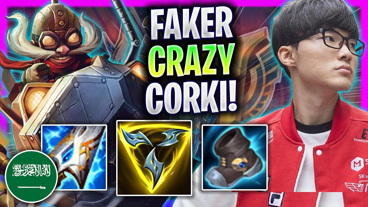 FAKER CRAZY CORKI GAME! (PLAYING IN ARABIA) T1 Faker Plays Corki Mid vs ...