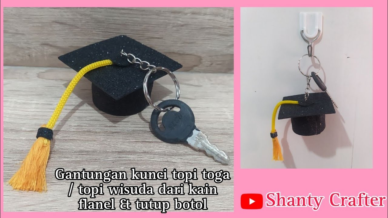 DIY 191 || gantungan kunci topi toga / topi wisuda dari spon eva ...