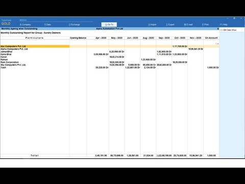 Tally Add On : Month Wise Outstanding Report in Tally Prime Software ...