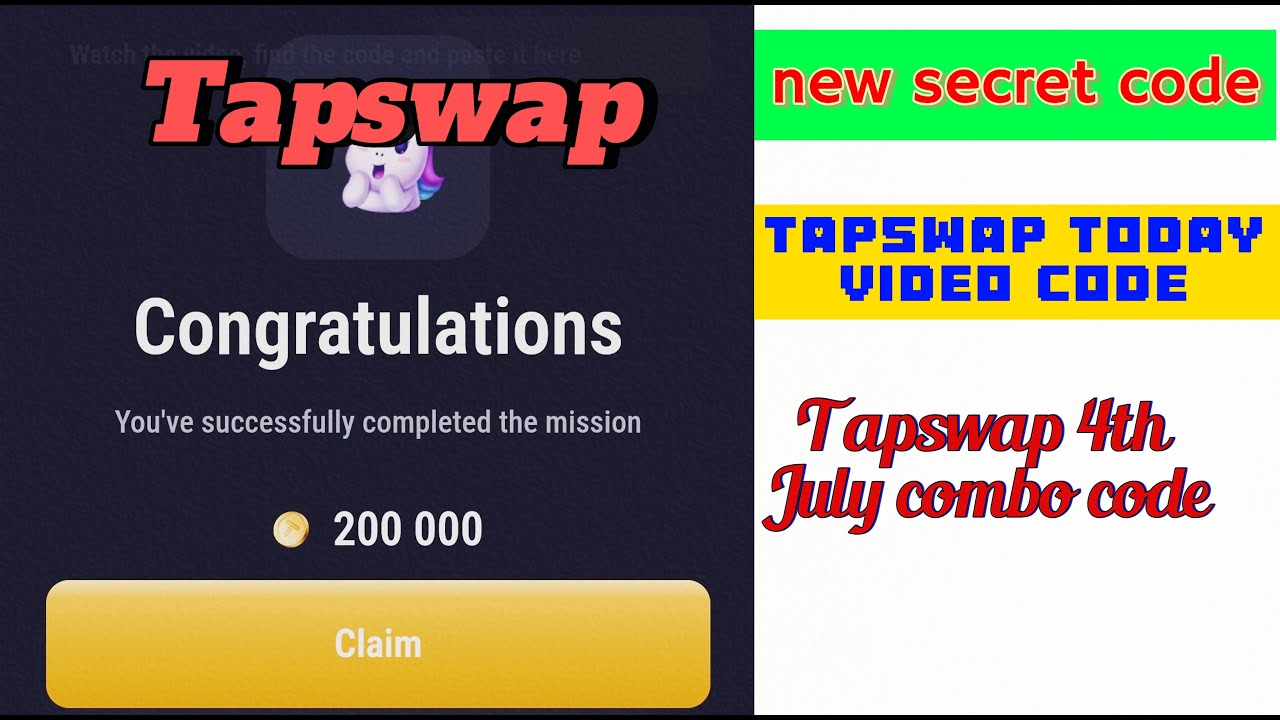 Tapswap 4th July video code || Tapswap secret code || Tapswap combo ...