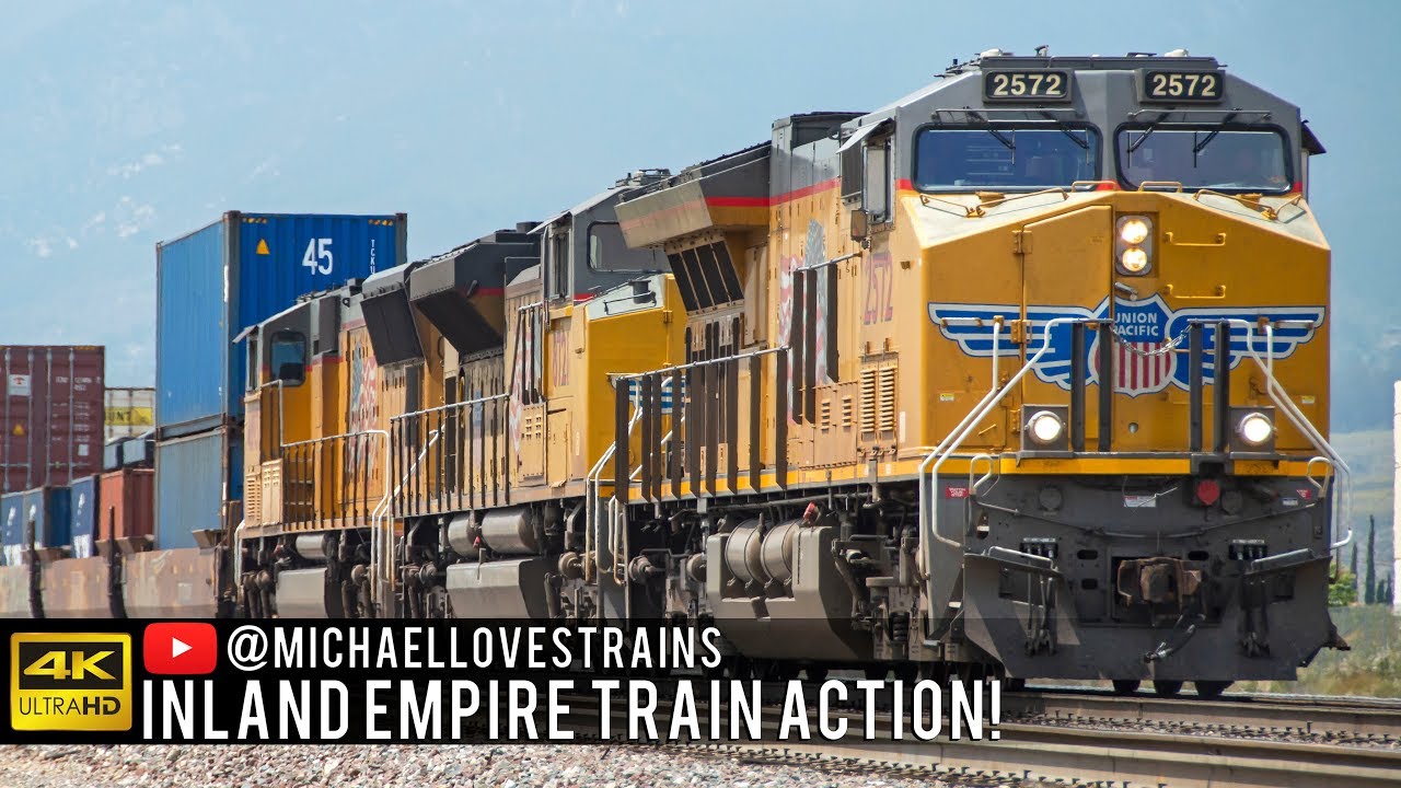 4K - Freight and Passenger Trains throughout the Inland Empire in ...