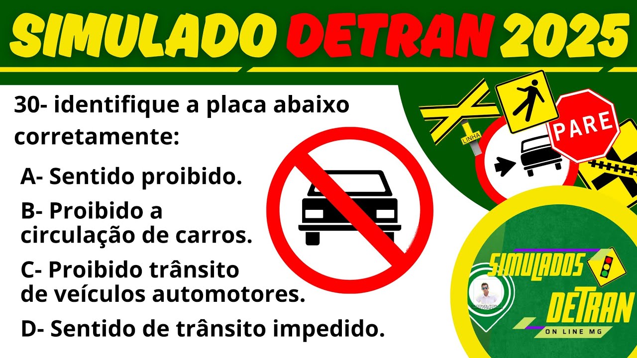 SIMULADO DETRAN 2025 - 30 Questões da PROVA TEÓRICA do Detran + DICAS # ...