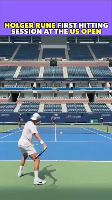 WATCH HOLGER RUNE FIRST HITTING SESSION AT THE US OPEN #tennis #shorts ...