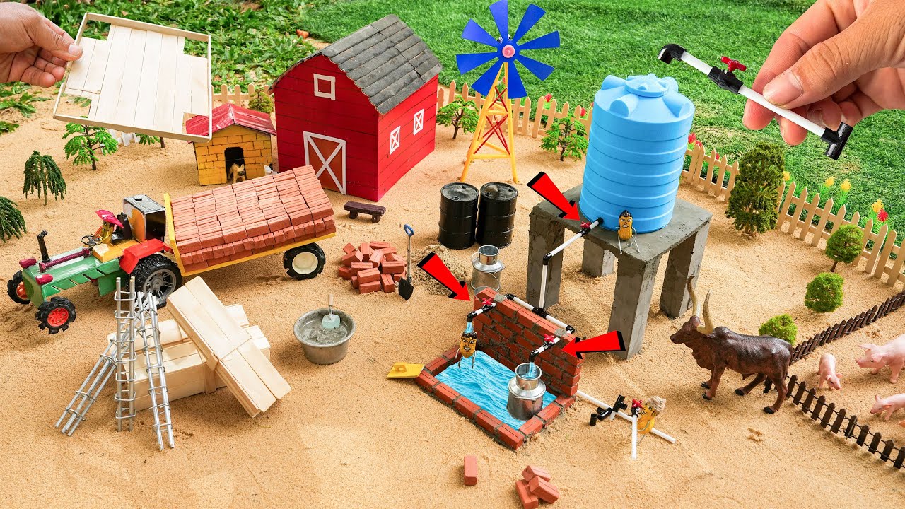 diy mini Bricks Tap Construction with Water Supply | diy tractor ...