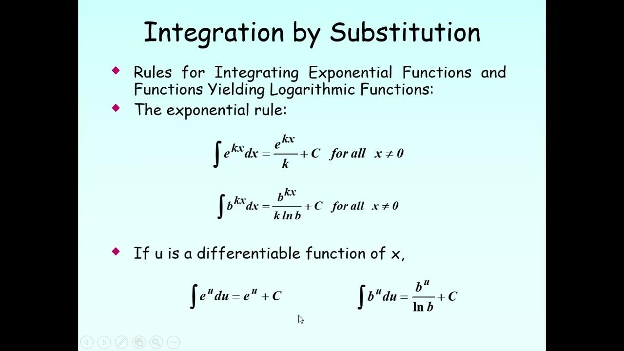 INTEGRATION BY SUBSTITUTION: PART 1 - EXPONENTIAL AND LOGARITHMIC ...
