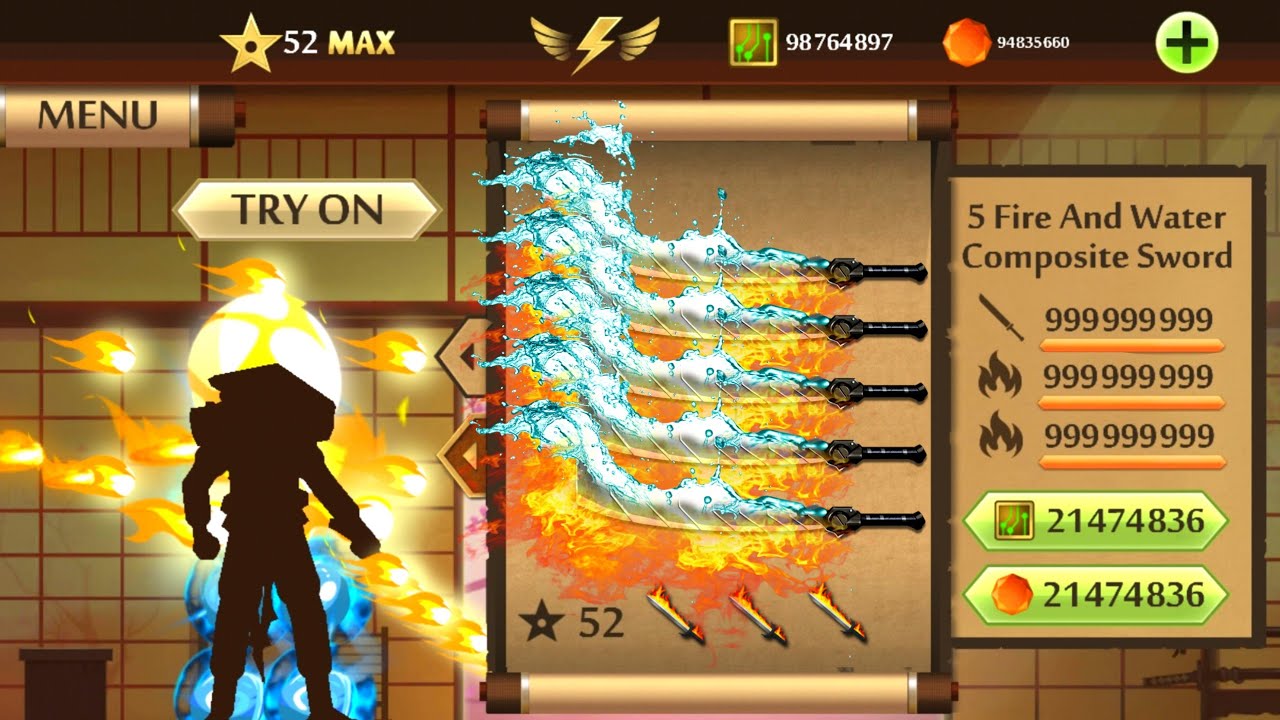 Shadow Fight 2 The Most Powerful Super 5 Fire And Water Composite Sword ...