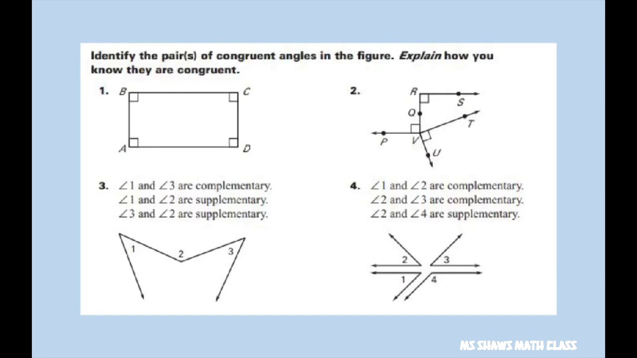Identify the pair of congruent pairs in the figures. Explain your ...