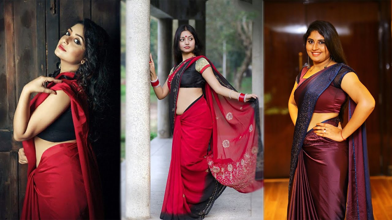 Bengali Hot Saree Show || Saree Fashion || Saree Photoshoot || Saree ...