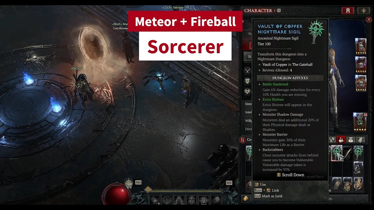 Diablo 4: Fireball / Meteor Sorcerer T100 Vault (Season 3) - YouTube