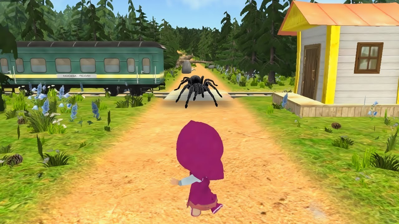 Fun Game - Masha and the Bear at the Candy Amusement Park with Spiders ...