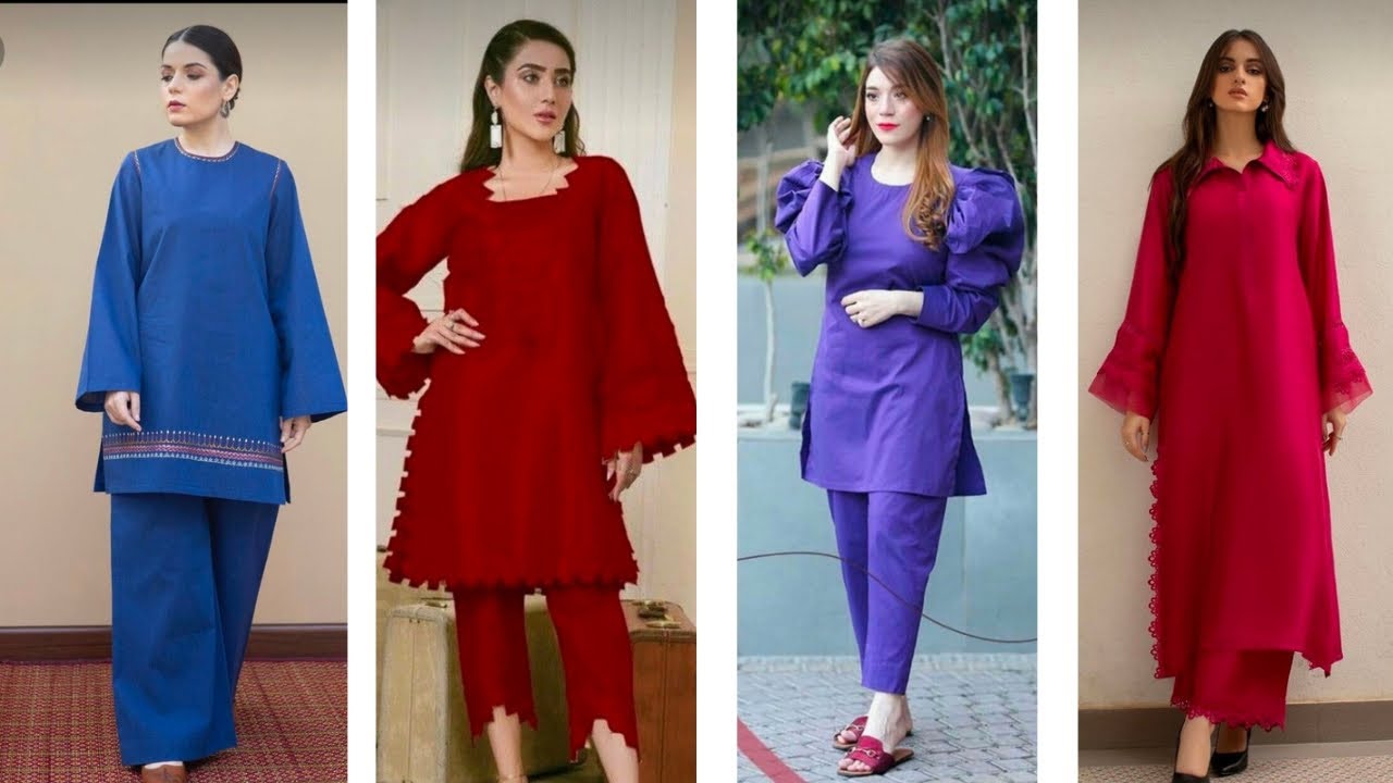 Plain Dress Design Ideas || One Colour Dress Designs || Single Colour ...