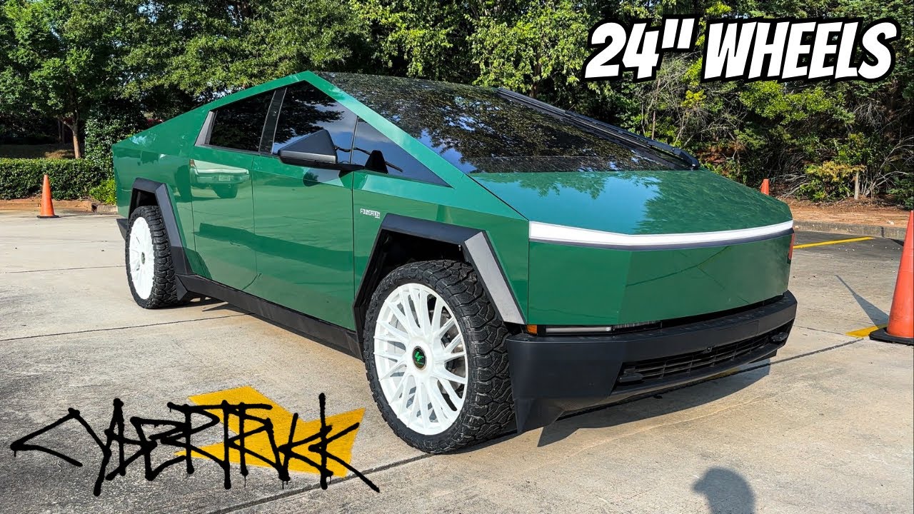 Tesla Cybertruck Mods: 24 inch Wheels & Offroad Tires Installation ...