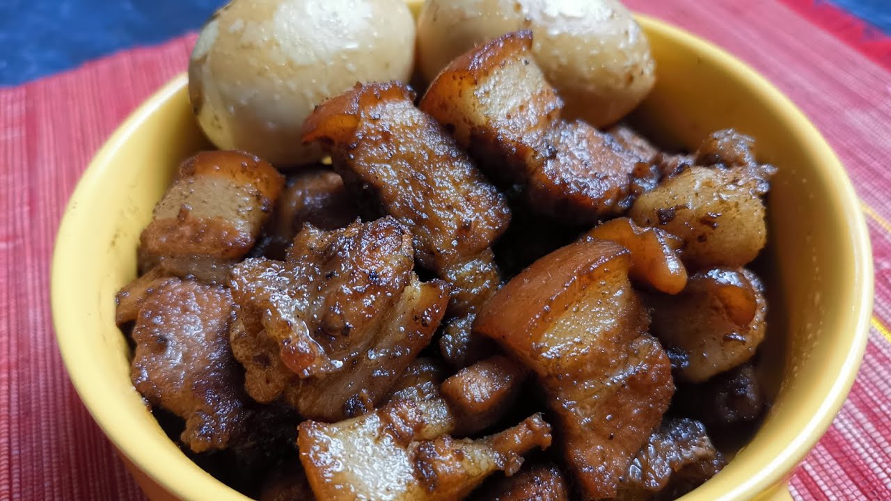 Pinatuyong Pork Adobo with Egg - YouTube