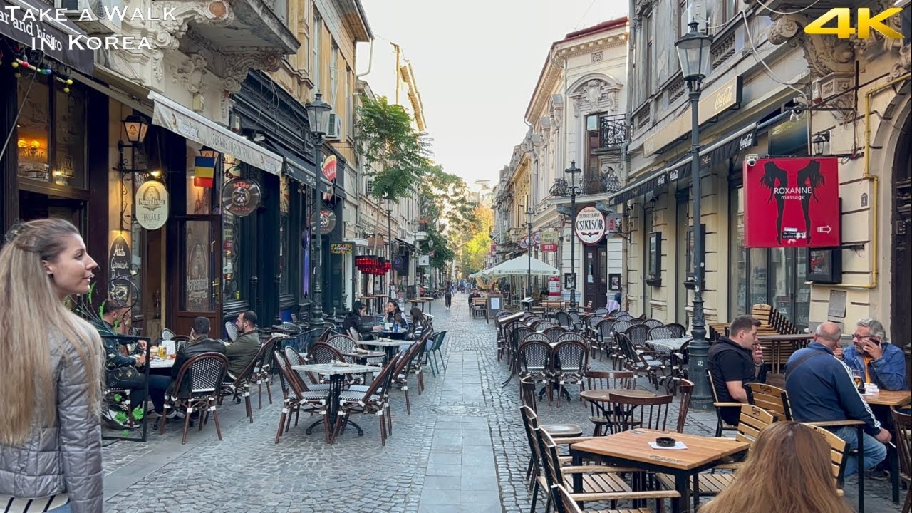 4K Romania🇷🇴 | A Walk in Old Town, Bucharest, Romania | 루마니아 부쿠레슈티 올드타운 ...