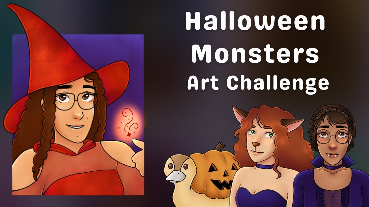 Halloween Monsters Challenge (oc art challenge) - YouTube