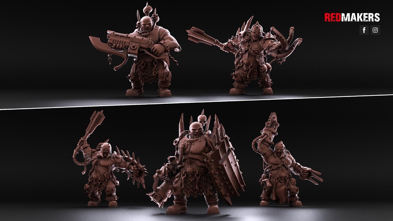 Pack of Abhuman Giants - Heretics. Models for 3D printing. - YouTube
