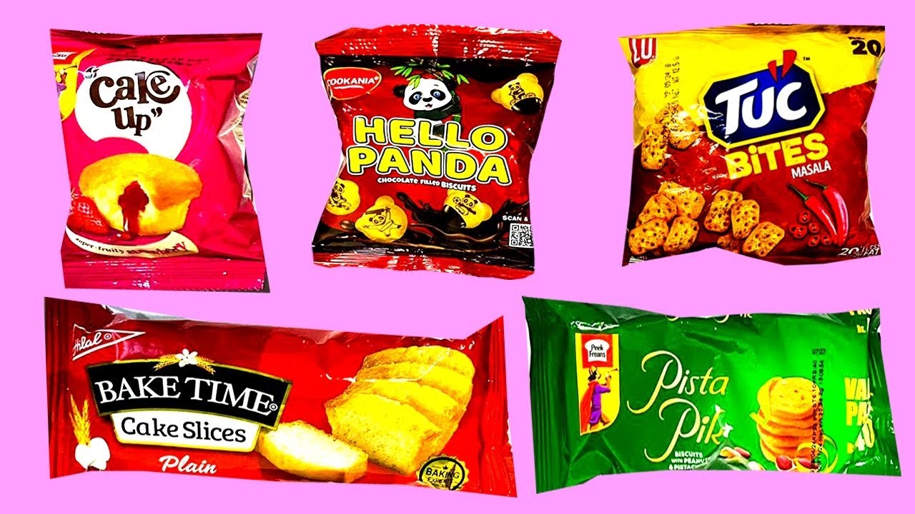 wow kake up hello panda tuc bites cake clices pista pik unboxing asmr ...