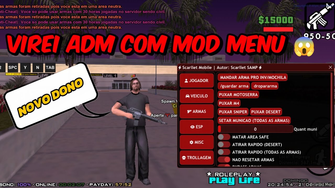 VIREI O NOVO ADM DA CIDADE COM MOD MENU SAMP ANDROID 🔥😱 - YouTube