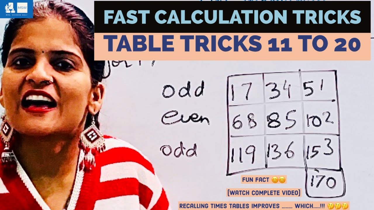 Table Tricks 11 to 20 | Fast Calculation Tricks | Table trick ka ...