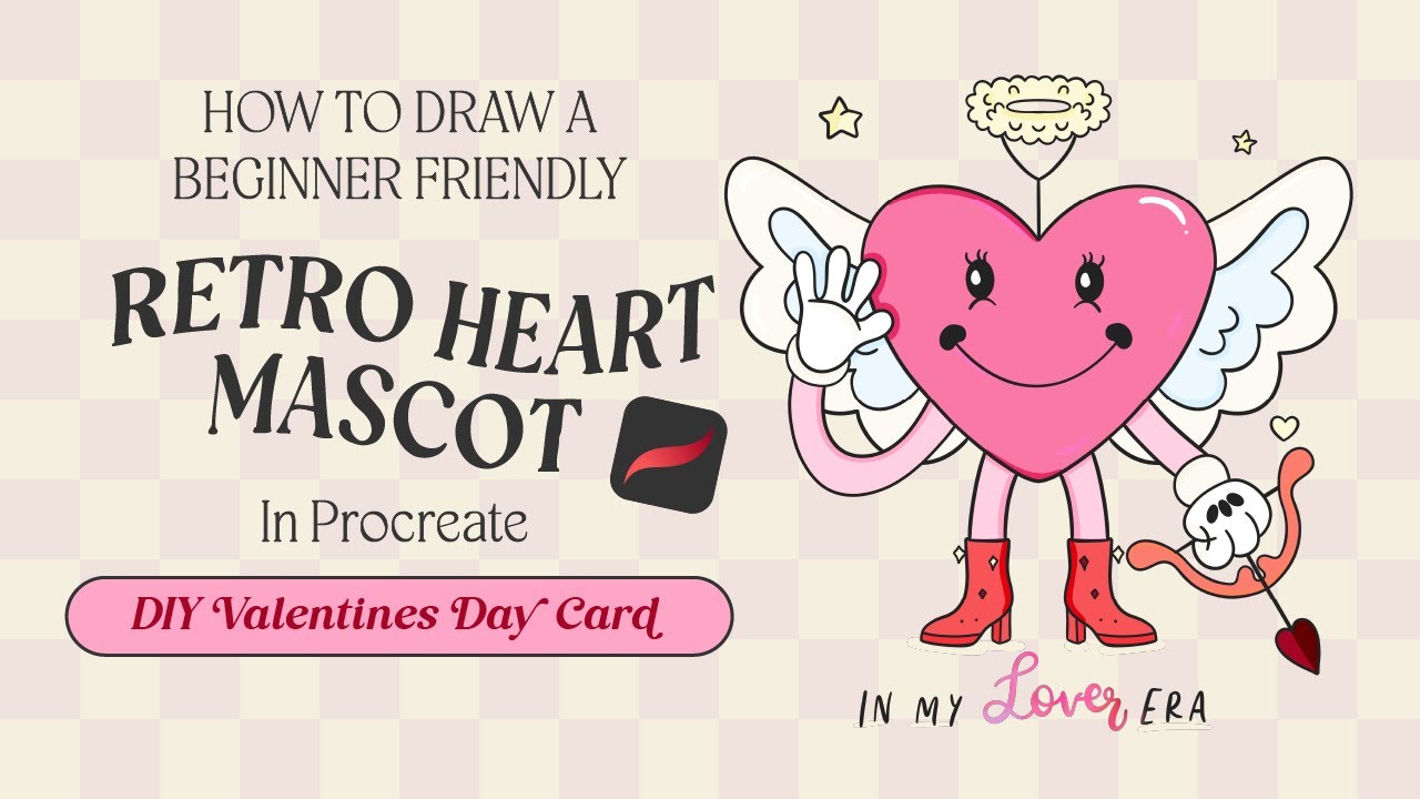 How to Draw a Easy Valentine’s Day Retro Heart Mascot in Procreate ♥ ...