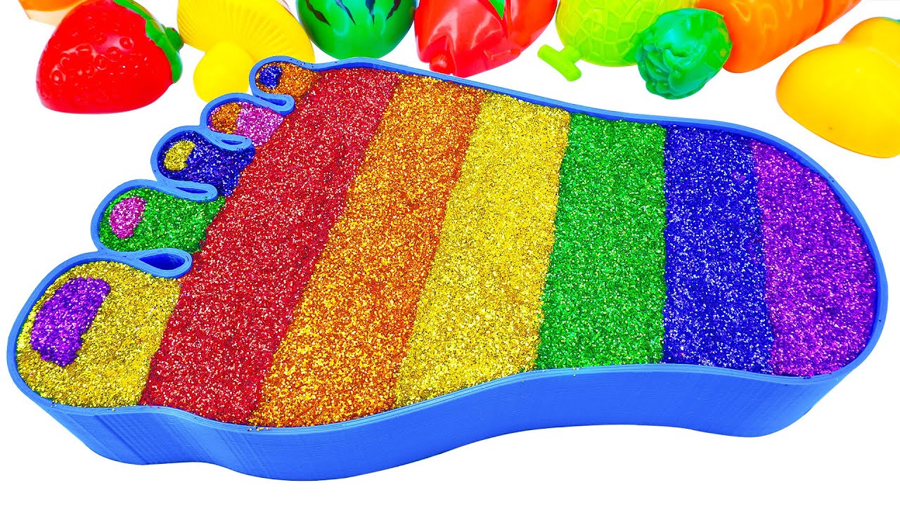 Satisfying Video l How to make Rainbow Glitter Foot Bathtub with Glossy ...