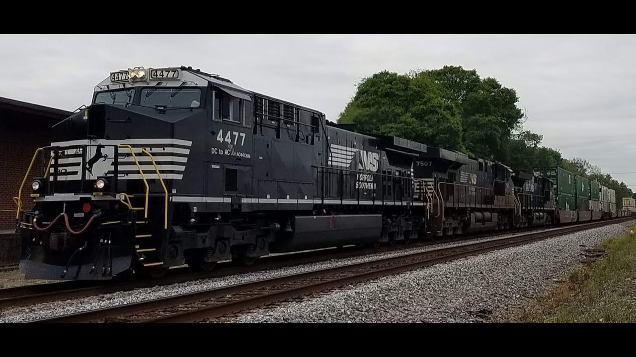 NS Stack Train 204 With NS Leader 4477 At Gastonia NC On The NS Charlotte Mainline. 4-17-2021 ...
