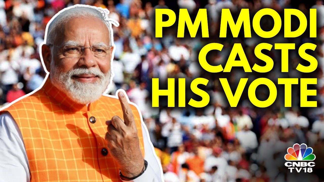 PM Modi Votes In Ahmedabad, Huge Crowd Gathers Outside Voting Booth ...