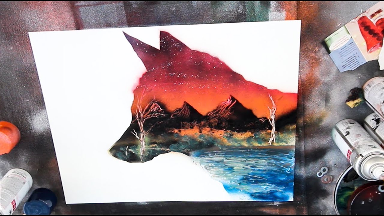 Fox Double Exposure Spray Paint Art - YouTube