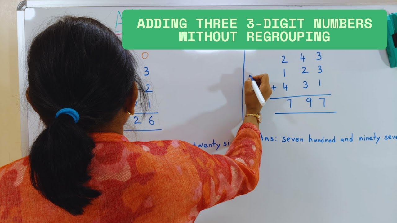 Adding Three 3-Digit Numbers Without Regrouping | 3-Digit Addition | # ...
