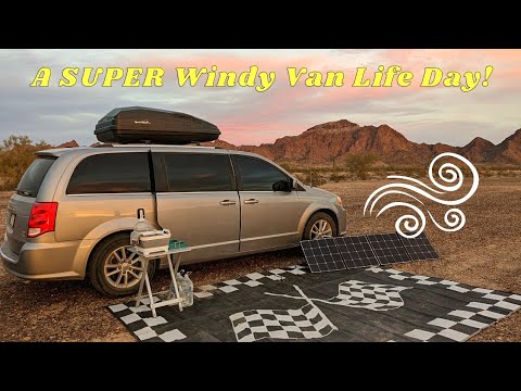 Crazy WINDY Day in My Minivan Camper | Meeting a Subscriber & Using My ...