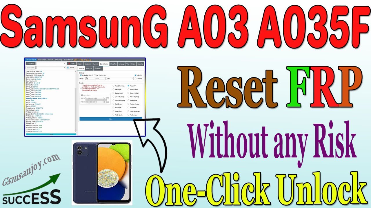 Samsung Galaxy A03 A035F Reset FRP UNLOCK One-CLICK BY DFT Pro # ...