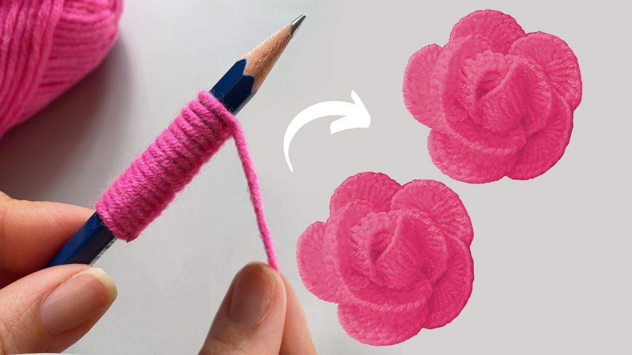 Amazing Rose Flower Making Idea with Pencil | Hand Embroidry Design ...