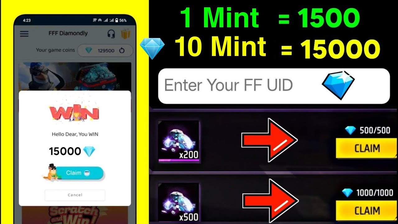 1 मिनट में मिलेंगे 1500 Diamond सीधे FF UID में 💎 | How to get free ...