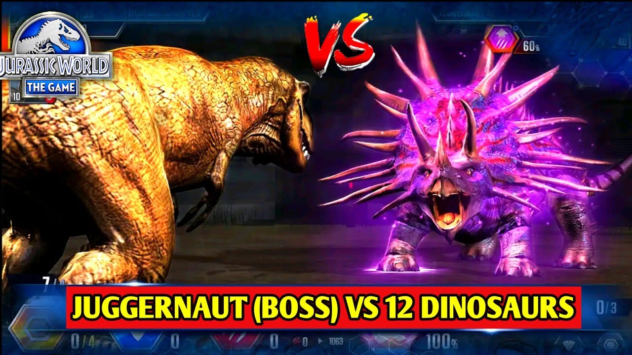 JUGGERNAUT 32 (BOSS) VS 12 DINOSAURS | Jurassic World The Game - YouTube