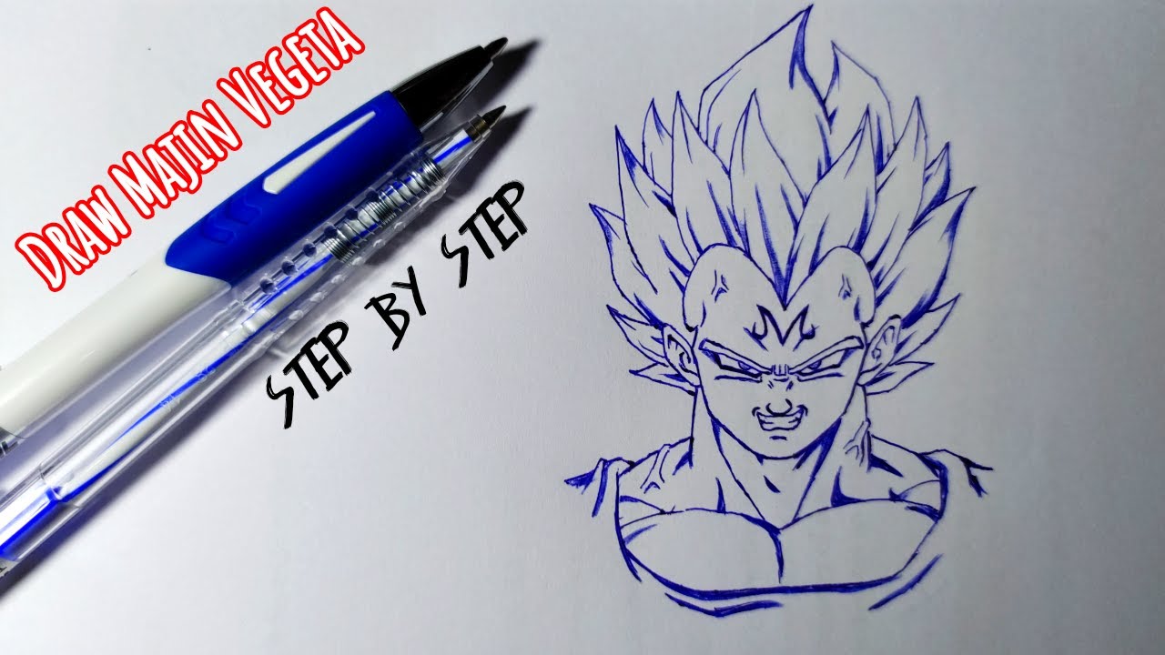 How to draw Majin Vegeta #dragonball #ballpointpendrawing - YouTube