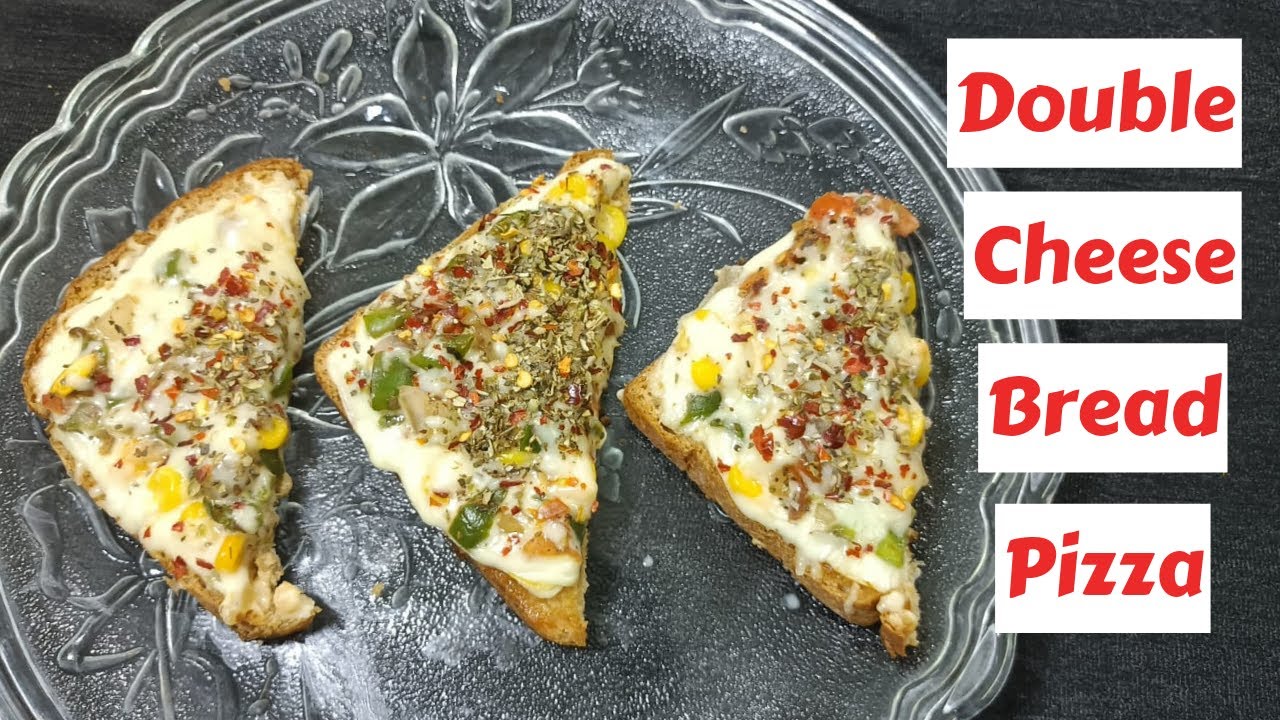 Double Cheese Bread Pizza | Bread Pizza Recipe | No Oven Bread Pizza ...