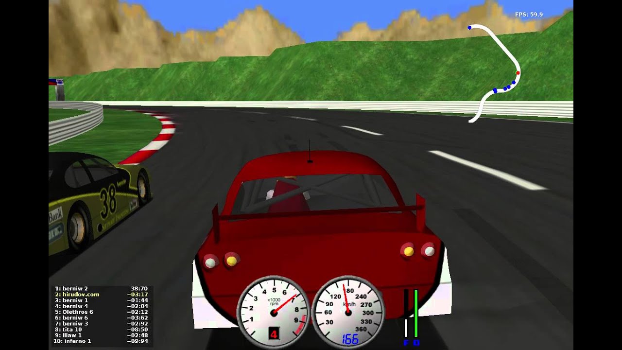 TORCS gameplay car1-stock1 versus all on Oval Tracks E-Track 5 - YouTube