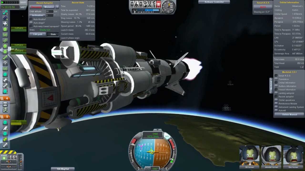 KSP 280t rocket test launch (Kethane refinery payload) - YouTube