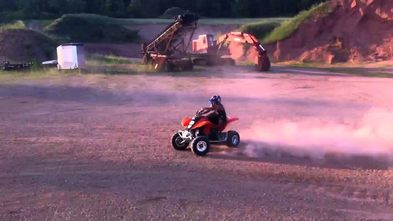Drifting the 4 wheeler - YouTube