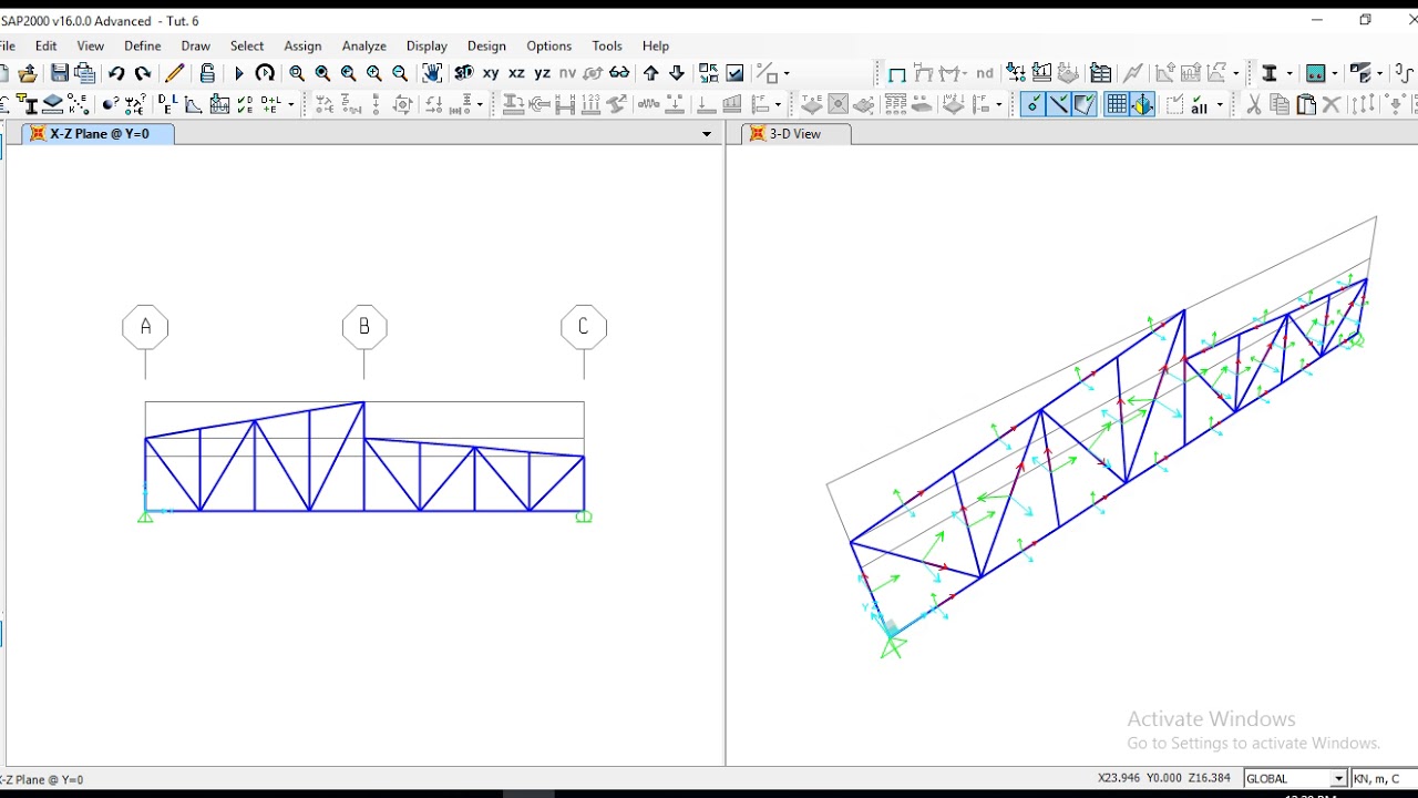 6) Analysis (Run) (SAP2000) (Tut. 6 / Eg. 1) - YouTube