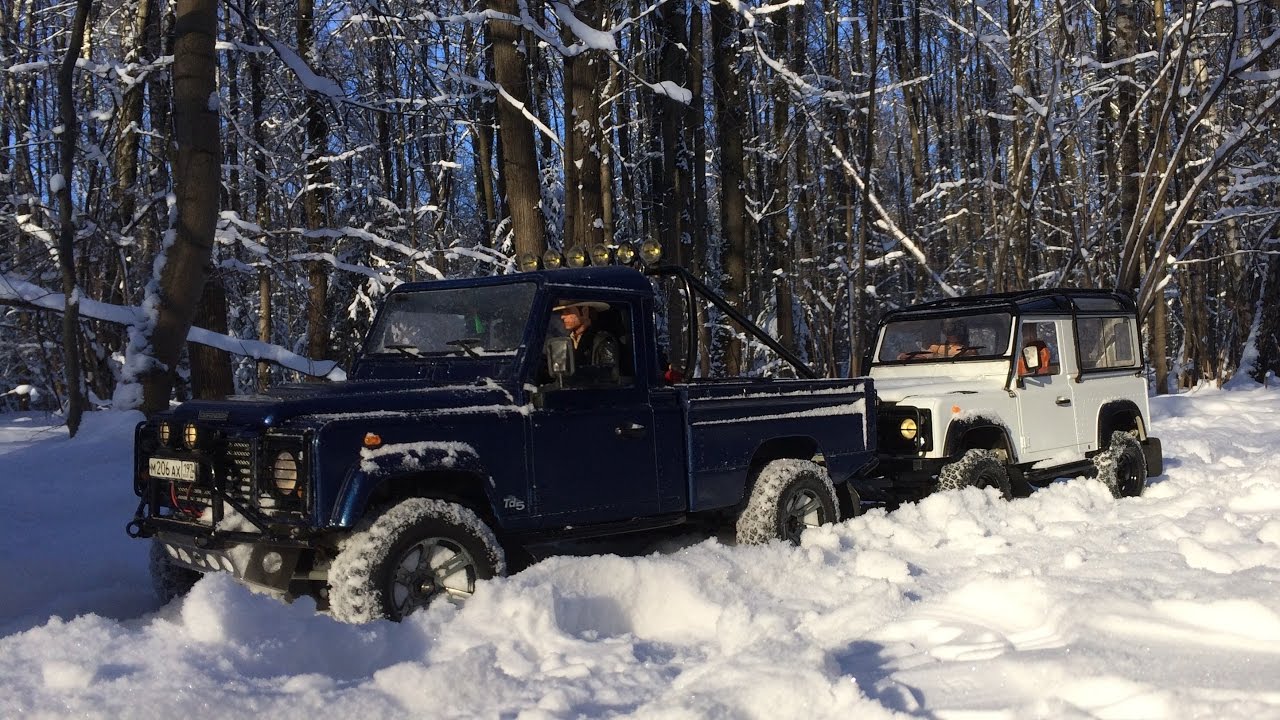 Ленд ровер Дефендер по лесной дороге -24 / cold Russian day with Land ...
