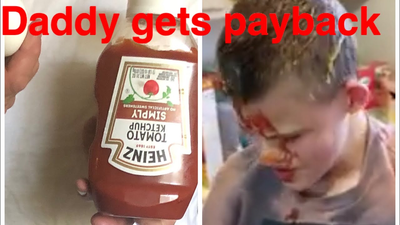 Daddy pranks charlie with eggs and ketchup - YouTube