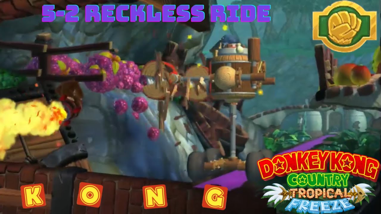 [Donkey Kong Country Tropical Freeze] Hard Mode 5-2 Reckless Ride All ...
