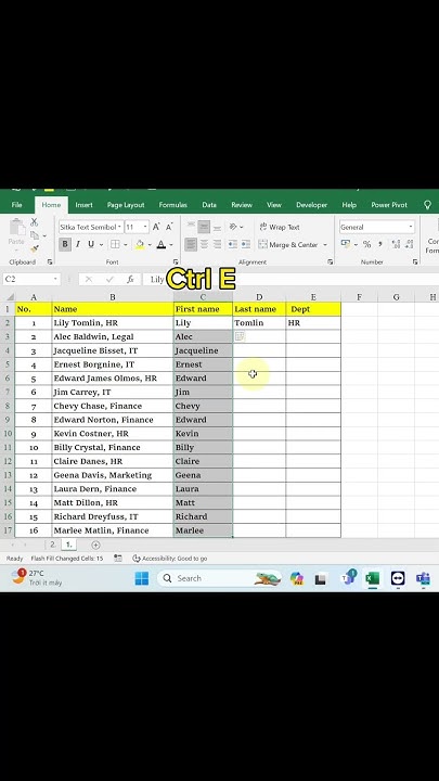 Seperate name/text in excel by Ctrl E - YouTube