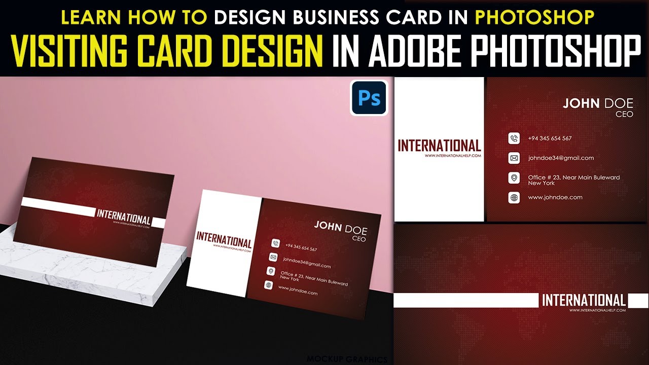 Visiting Card Design In Adobe Photoshop - Mockup Graphics - YouTube