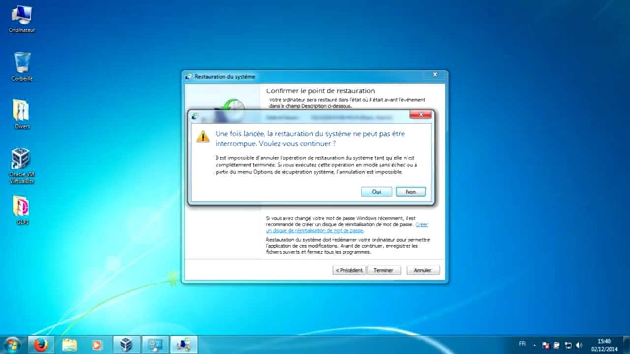Restauration système à une date antérieure sur Windows 7 - YouTube