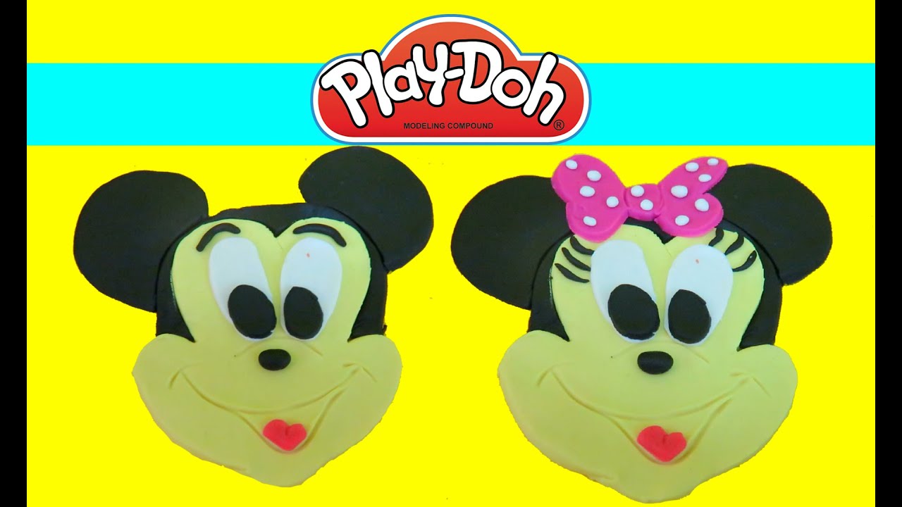 Play-Doh Lesson: Tutorial Of How To Make Disney Mickey & Minnie Mouse ...