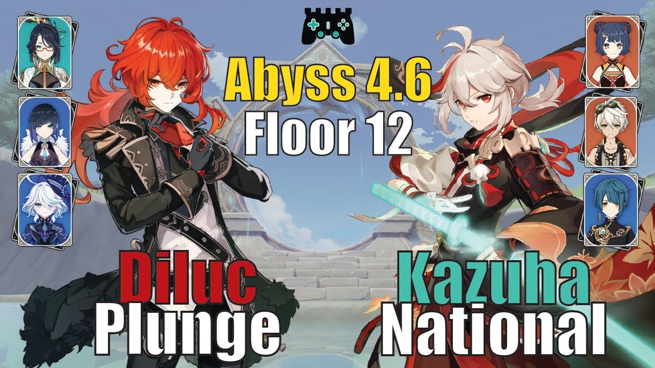 Diluc Plunge and C1 Kazuha National - Genshin Impact Abyss 4.6 - Floor ...