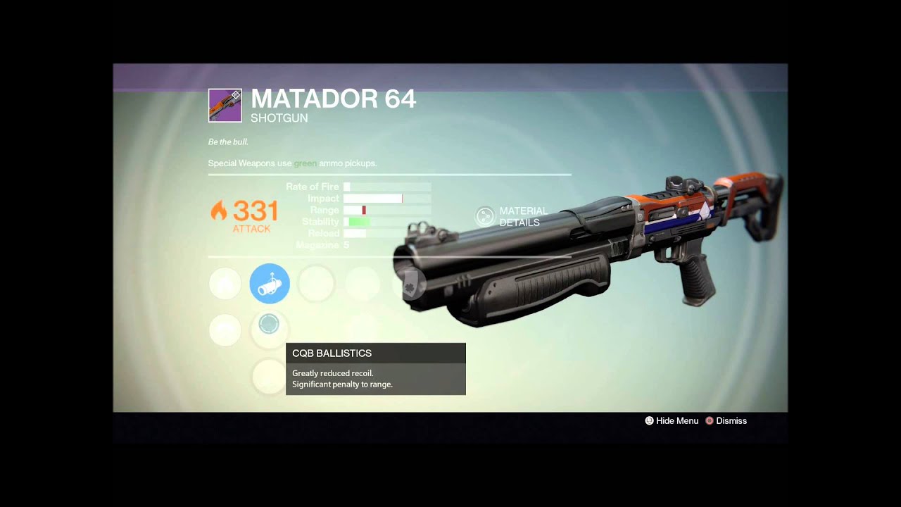 Destiny PS4 House Of Wolves New 365 Shotgun ( MATADOR 64 ) - YouTube