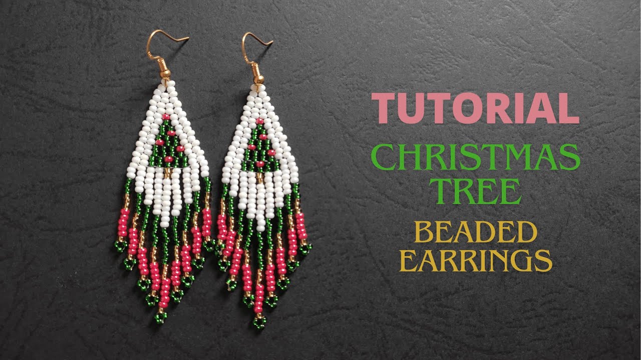 How to make Christmas Tree Beaded Earrings, Beaded Christmas Earrings ...